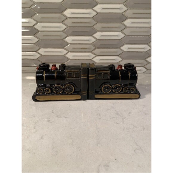 Accents | 195s Japan Ceramic Train Locomotive Small Bookends Pair ...